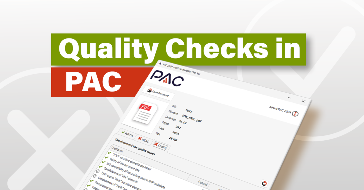 Preview auf neues Feature in PAC 2024: Zeitsparende Quality Checks ...